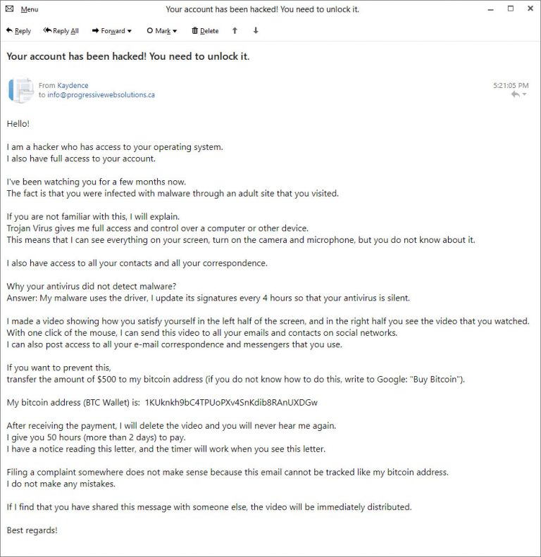 Please Don T Fall For This Common E Mail Scam Progressive Web